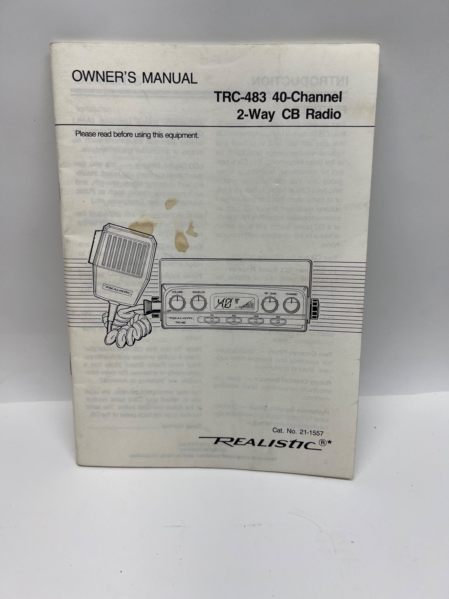 Realistic TRC-483 CB Radio Manual – Thunder Bay Estate Sales